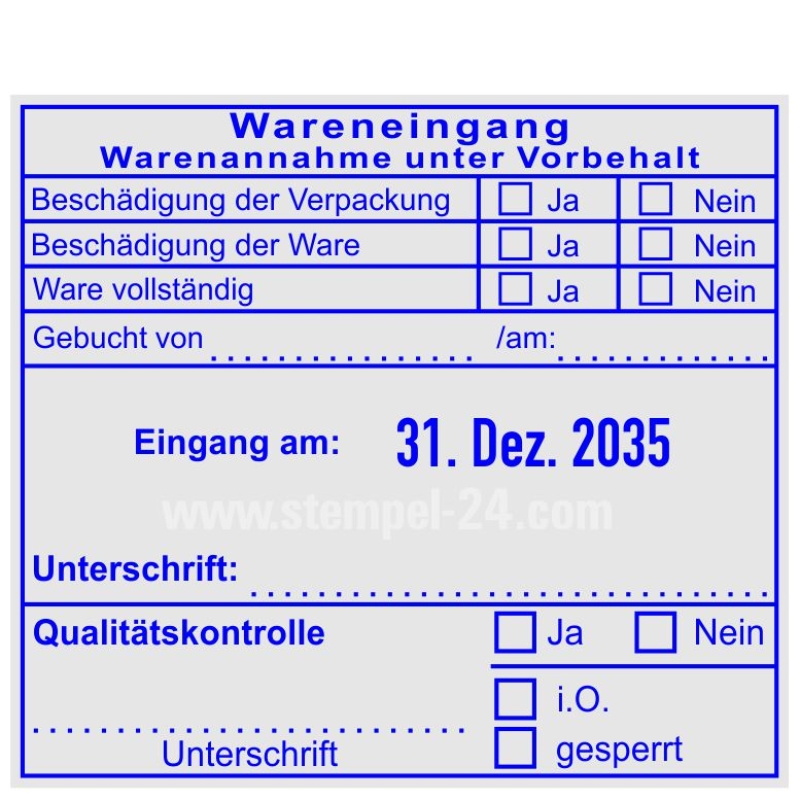 Stempel Wareneingangskontrollel Warenannahme